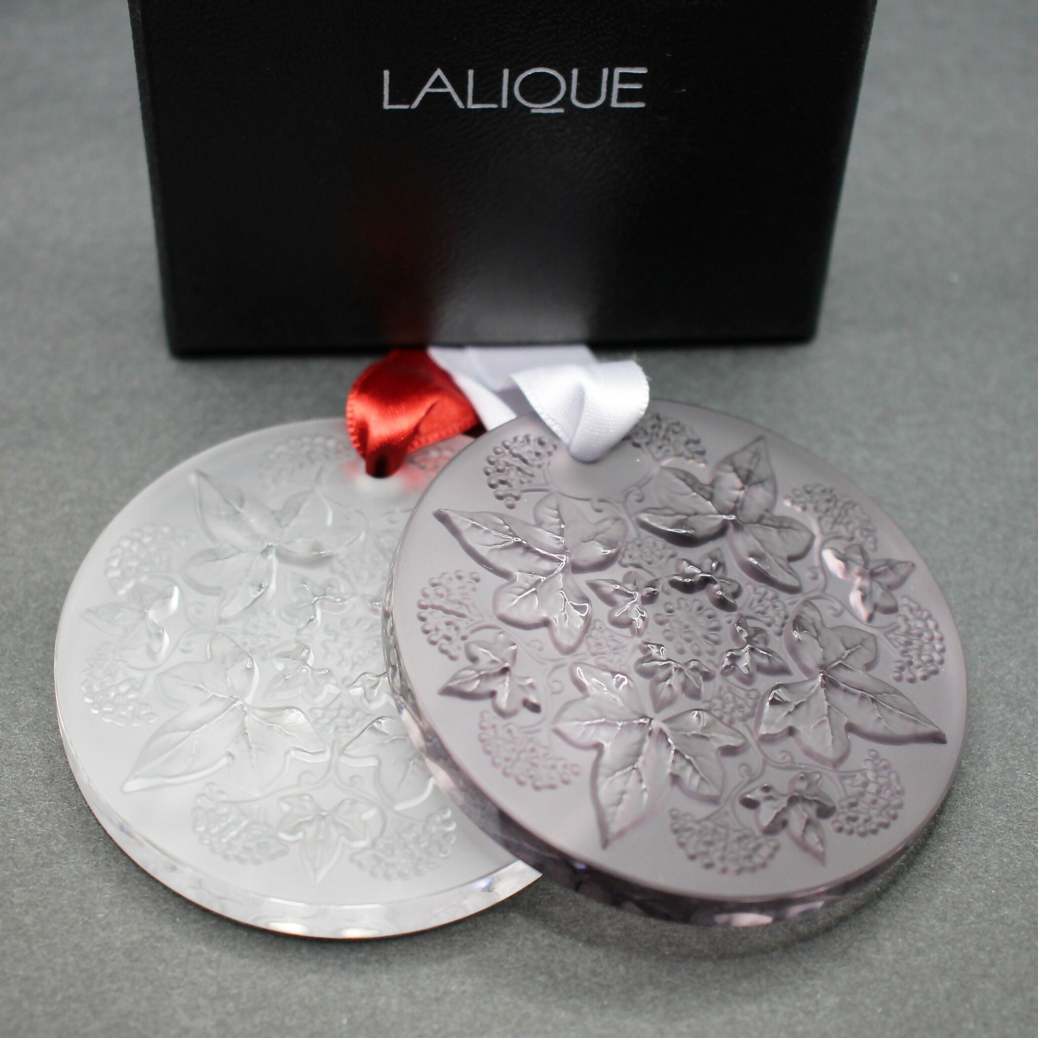 New Lalique: 2024 Dusky purple crystal “Lierre” Christmas ornament