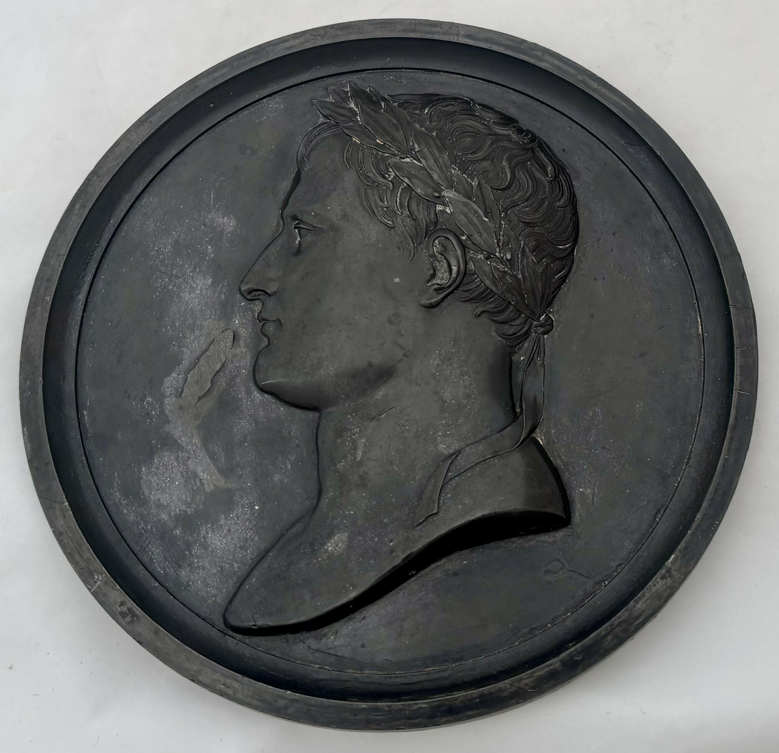 Napoleon Bonaparte Laurel Wreath Crown Portrait Profile Plaque, After