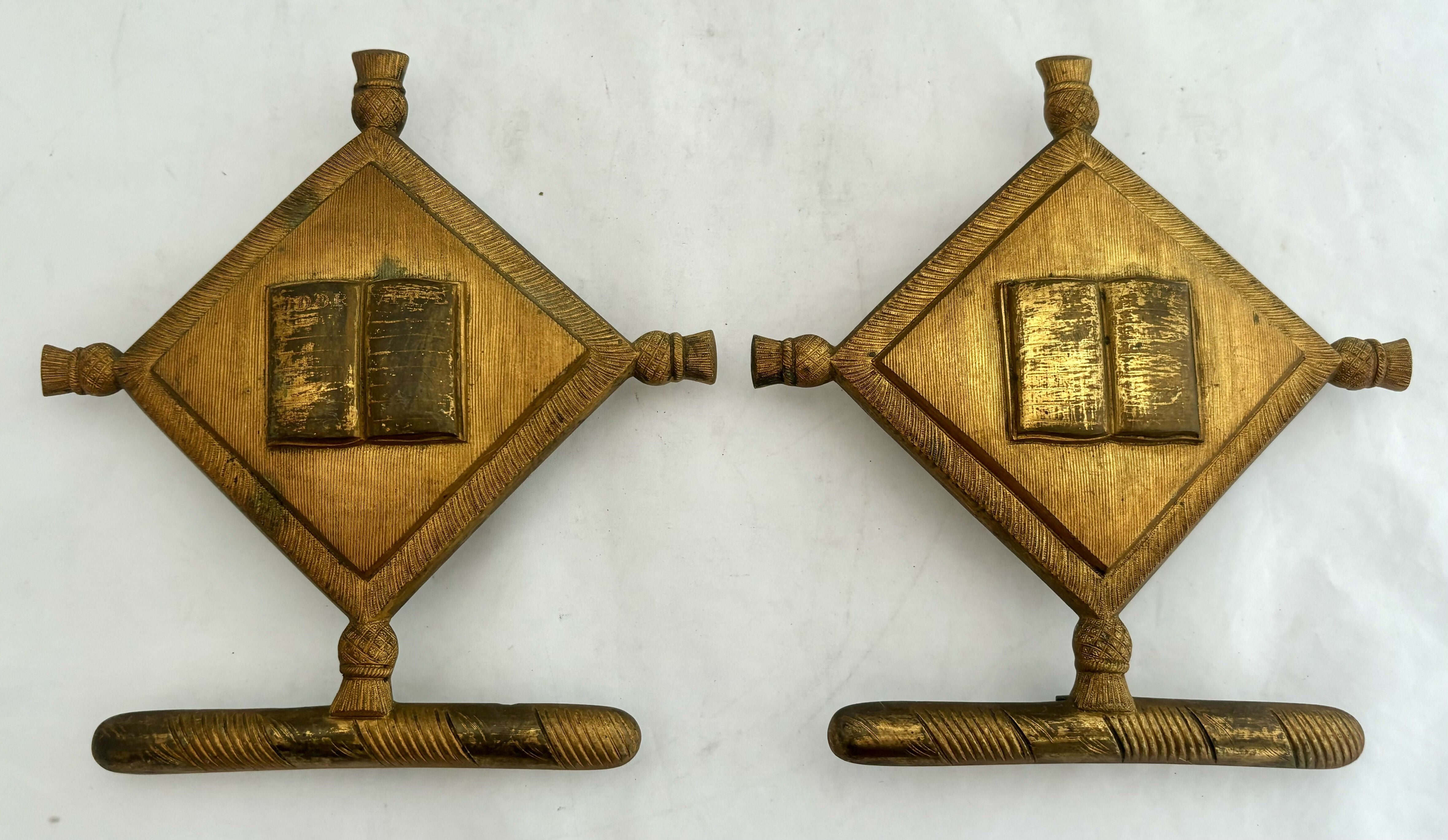 19th Century Pair of Gilt Metal Heraldic Mounting Plaques.