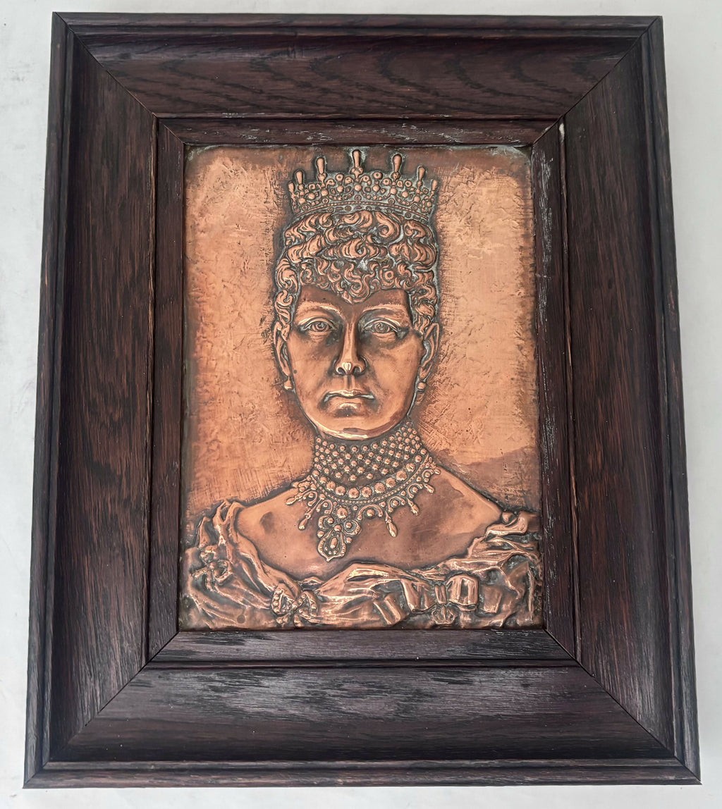 King George V and Queen Mary Copper Relief Portrait Plaques.