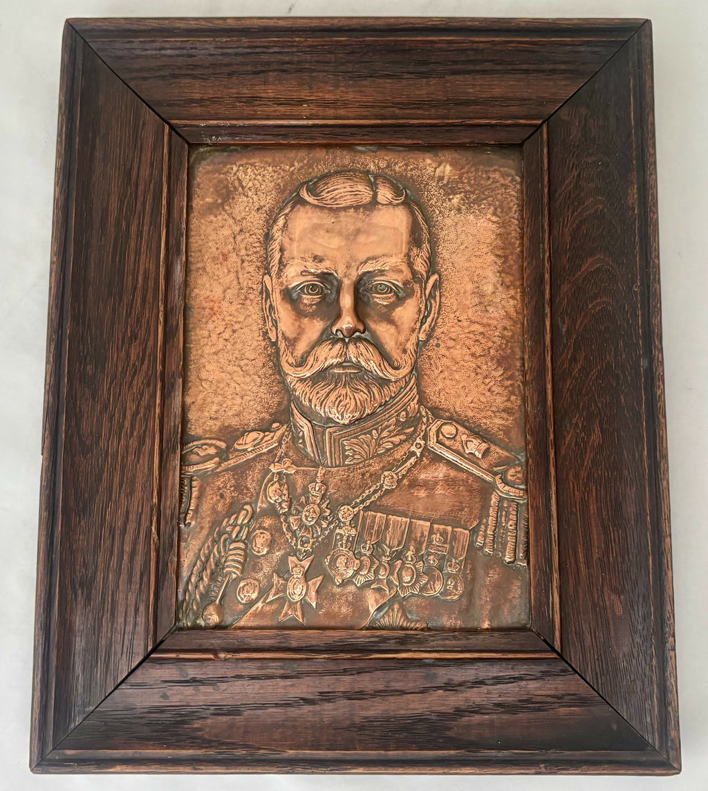 King George V and Queen Mary Copper Relief Portrait Plaques.