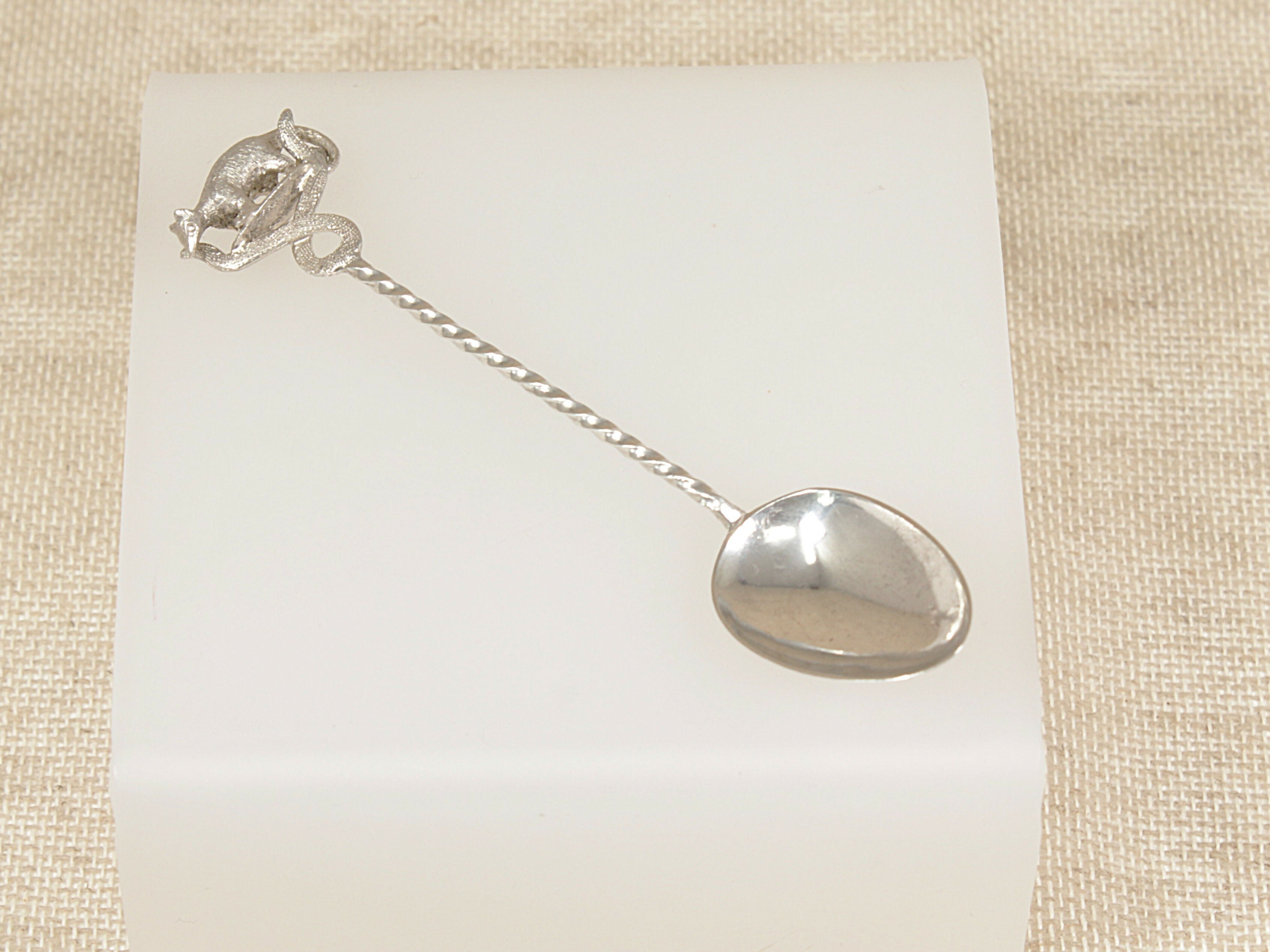 Victorian Silver Teaspoon with a Lemur Finial