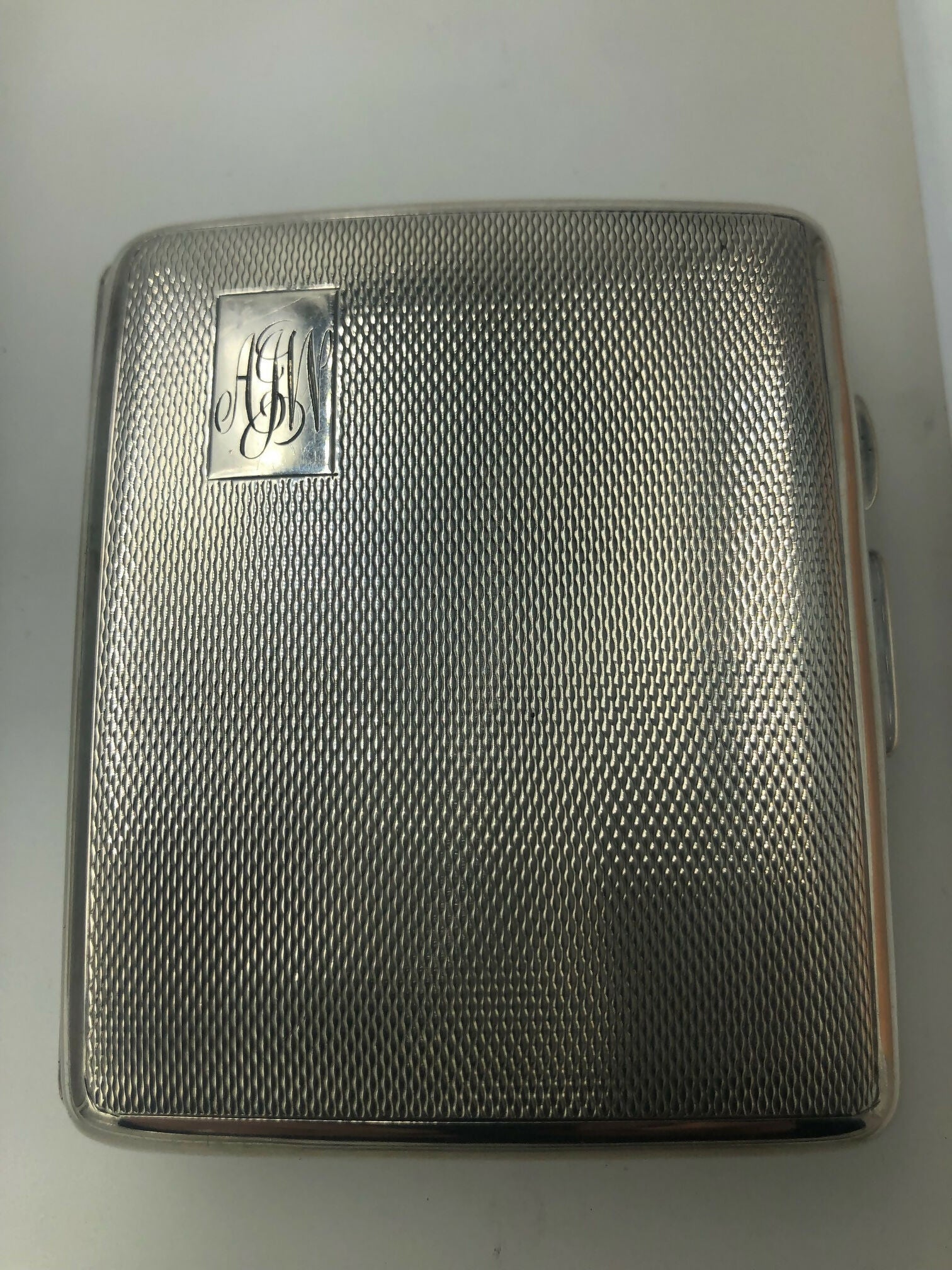 Silver Cigarette case. Intricate Engine Turned Engraving. Birmingham 1