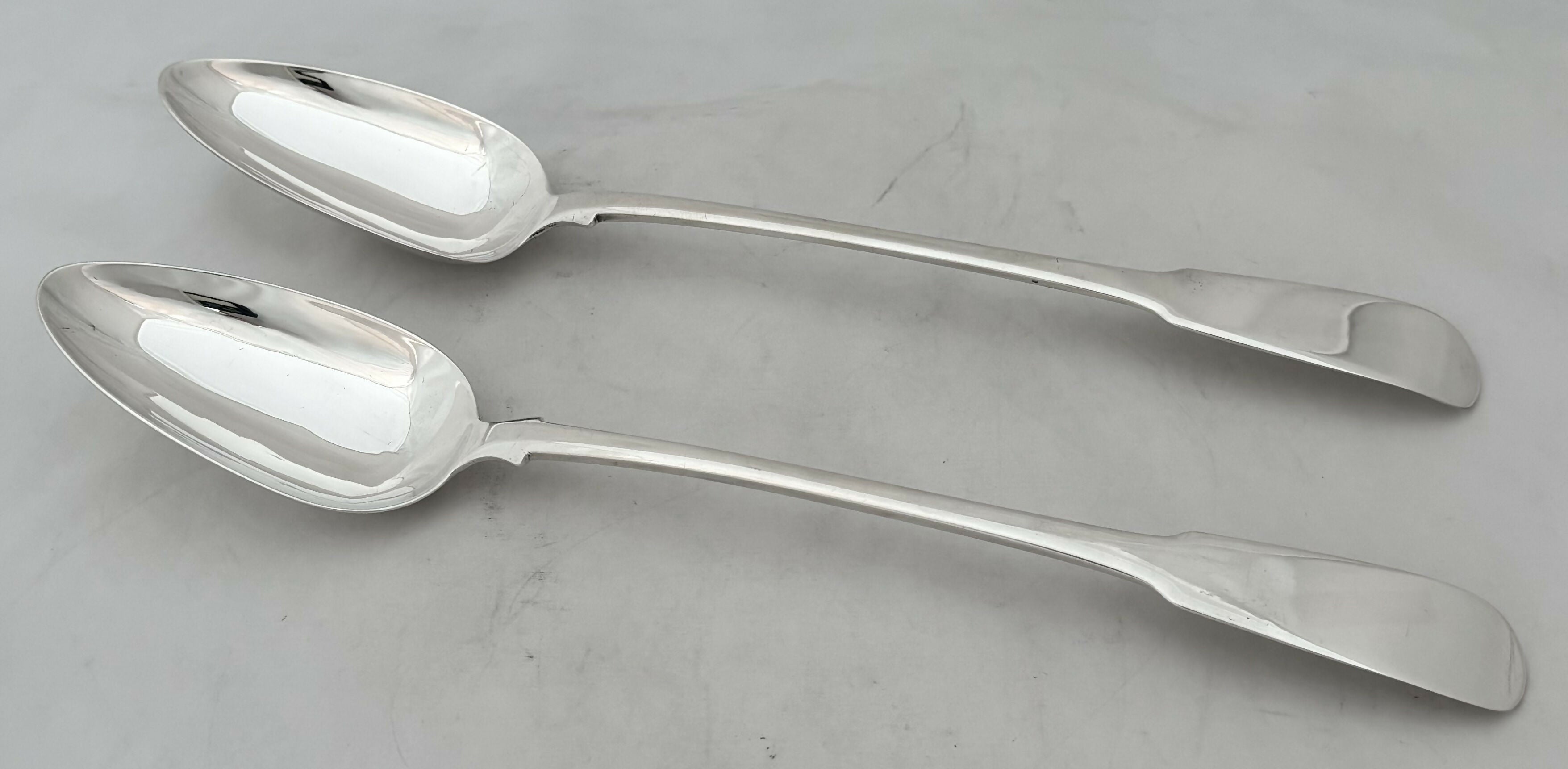 George III Pair of Scottish Silver Basting Spoons. Edinburgh 1815 Matt