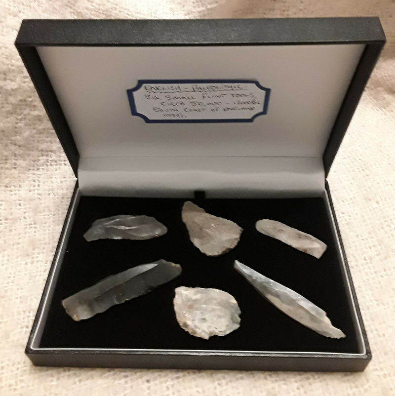 A Group Of Six Small Stone Age ,Paleolithic Period Flint tools.