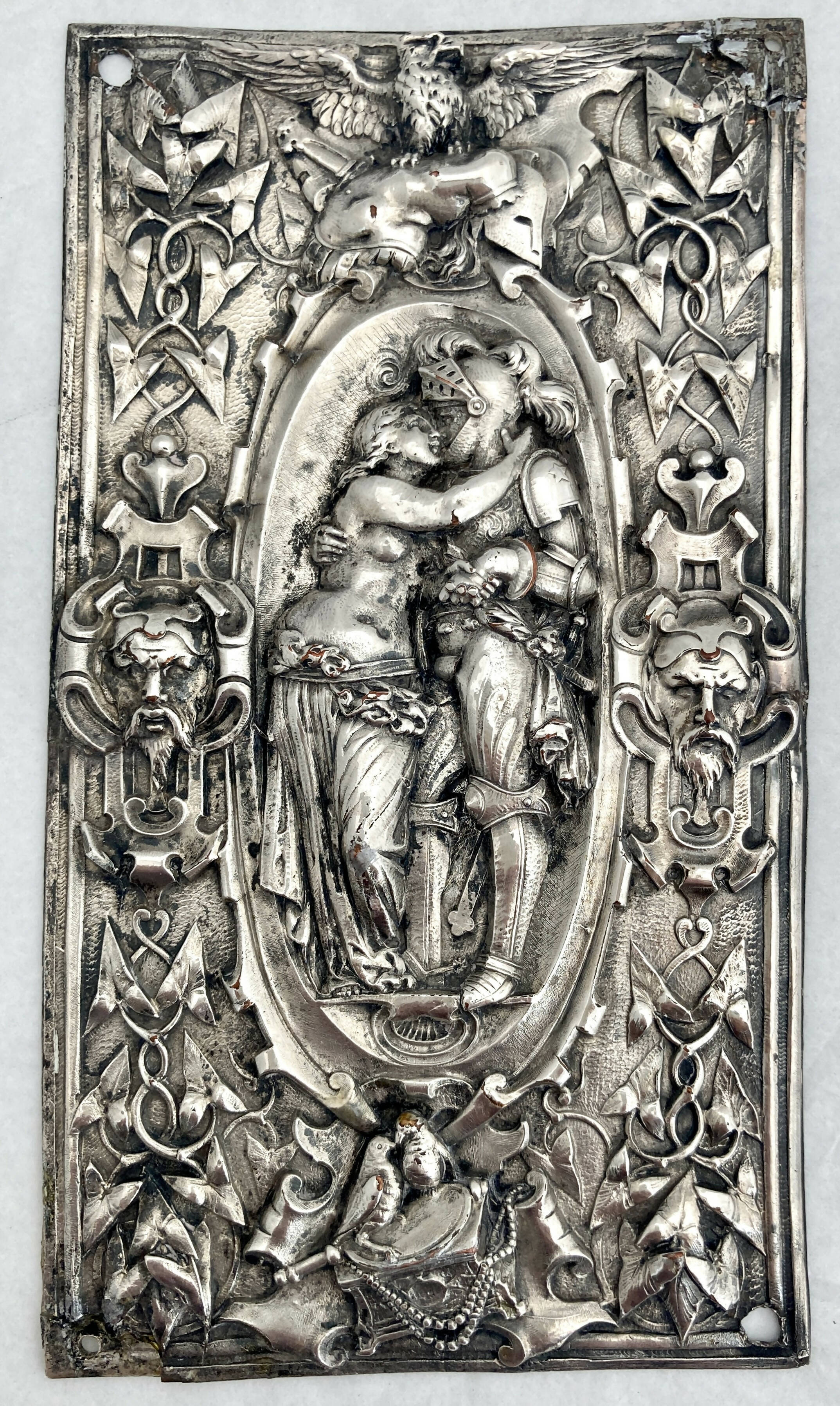 Victorian Art Movement Electrotype Silver Plated Relief Plaque, circa