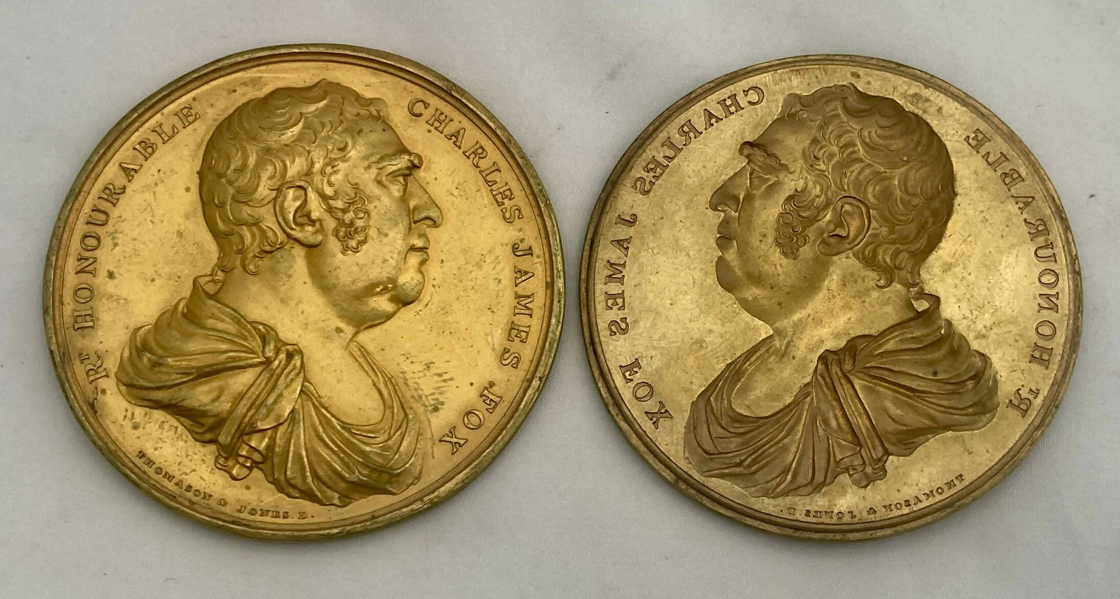 Charles James Fox Gilt Copper Clichés of the 1806 Medal by T. Webb for