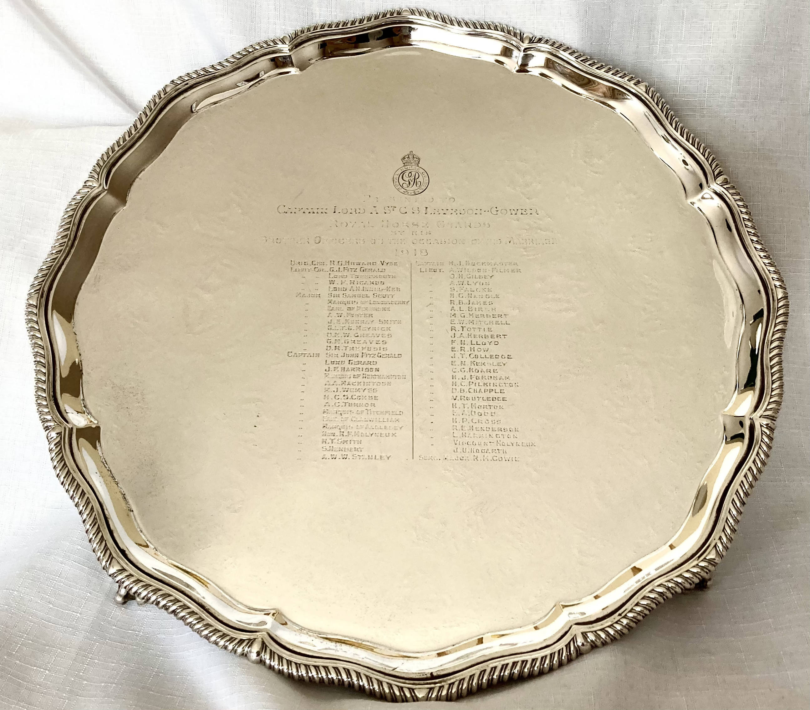 Silver Salver for Captain Lord A. St. C. S. Leveson-Gower M.C. Royal H