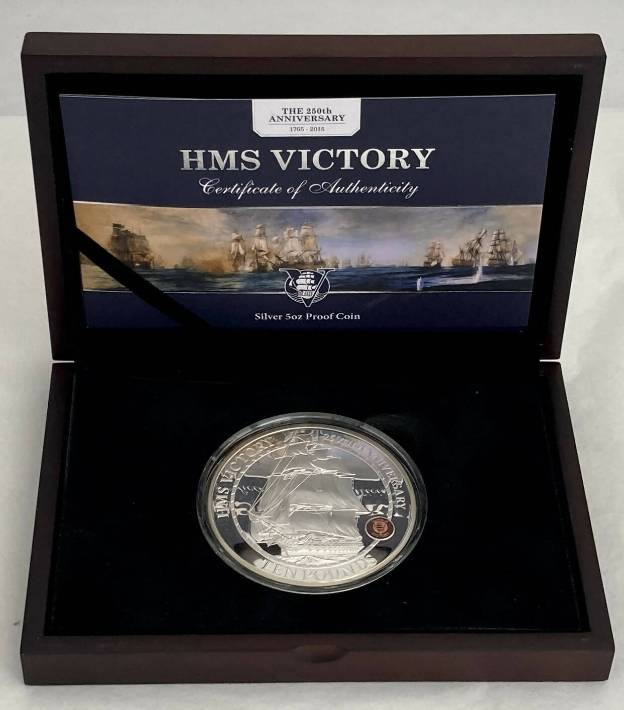 HMS Victory 250th Anniversary Silver £10 Coin. 5 troy ounces.