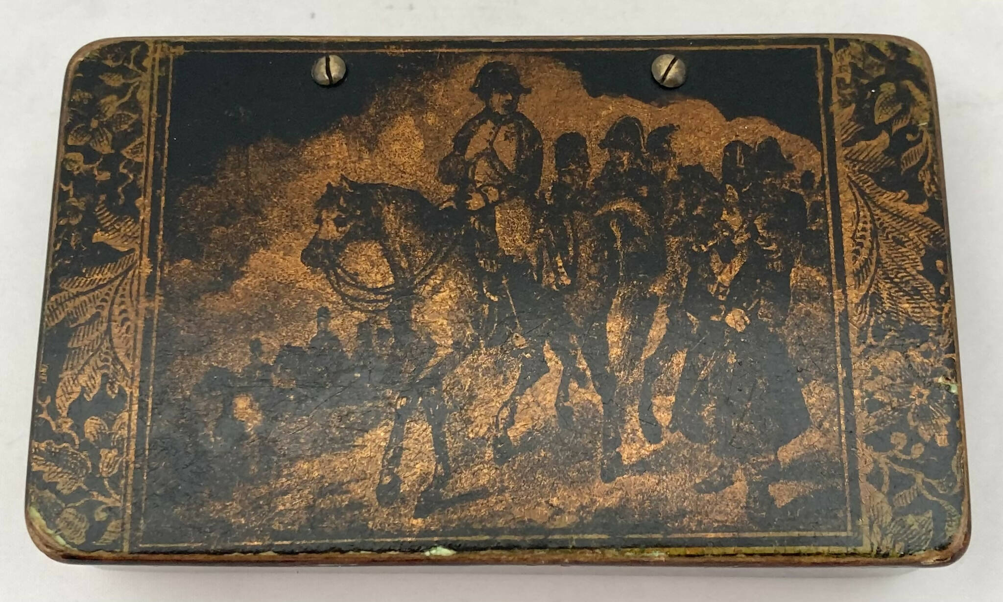 A Napoleon Bonaparte Penwork Snuff Box, circa 1830.