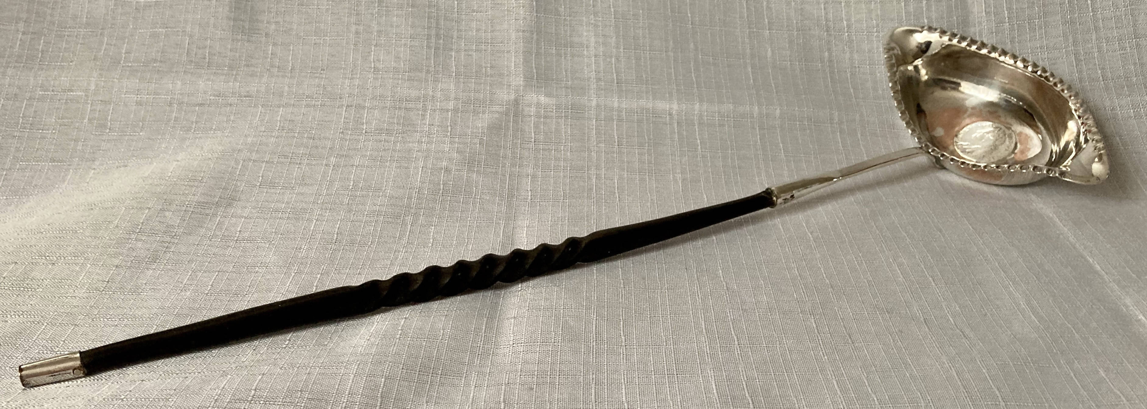 Sheffield Plated Toddy Ladle with inset George II 1757 Silver Sixpence